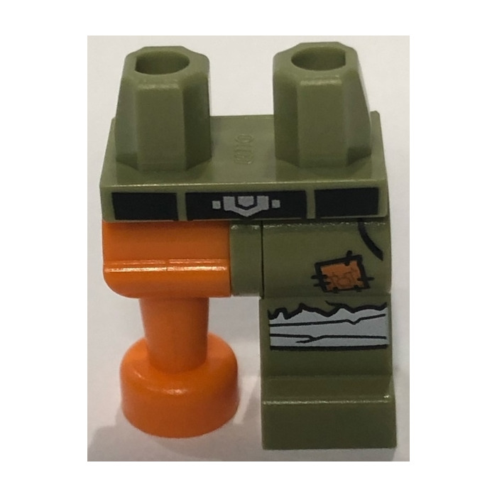 LEGO Olive Green Hips with Olive Green Left Leg with Belt and Orange ...