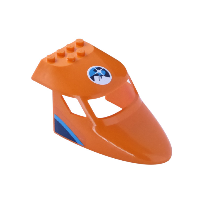 LEGO Orange Airplane Cockpit 6 x 10 x 4 with Arctic Logo and Dark Azure ...
