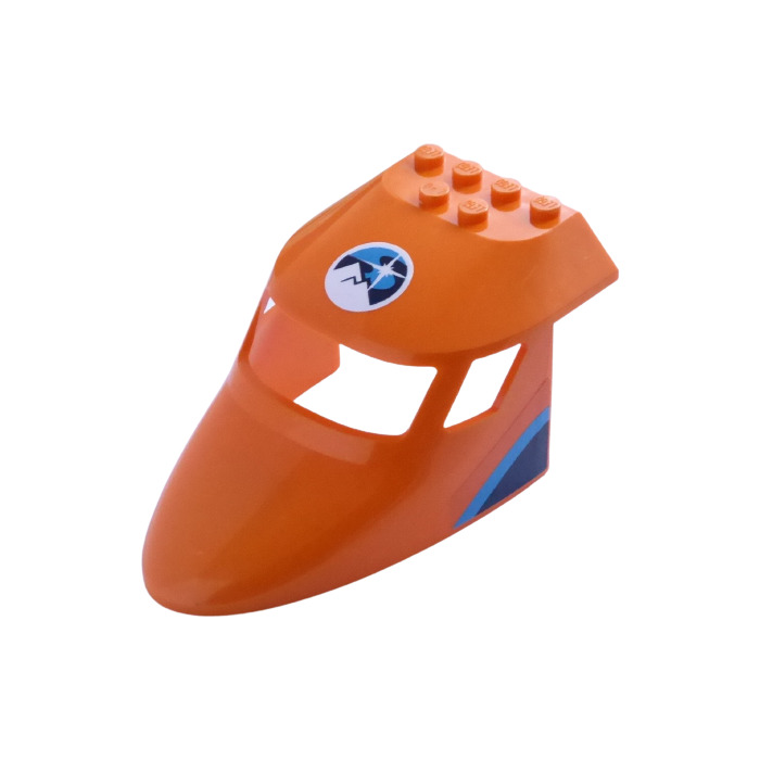 LEGO Orange Airplane Cockpit 6 x 10 x 4 with Arctic Logo and Dark Azure ...