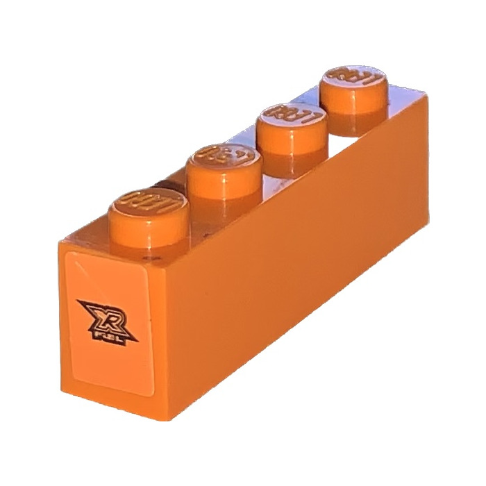 LEGO Orange Brick 1 x 4 with 'XR FUEL' on Orange Background Sticker ...