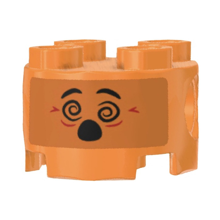 LEGO Brick 2 x 2 Round with Holes with Carrot Face Sticker (17485 ...