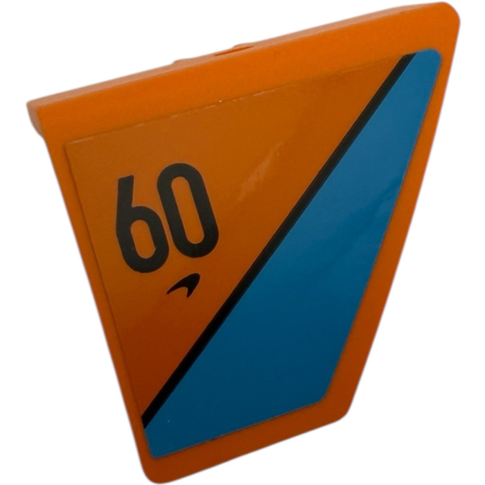 LEGO Orange Curved Panel 5 x 4 x 3 Right with blue trapezoid with black ...