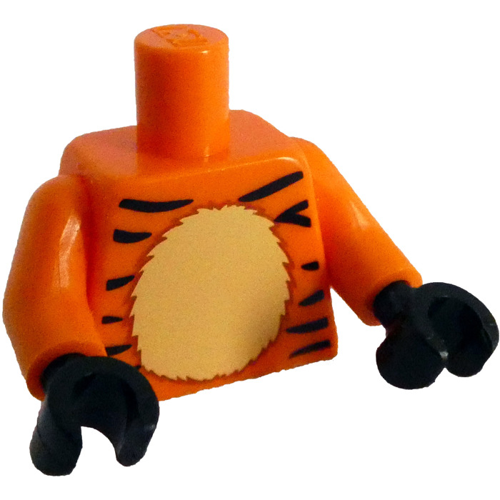 LEGO Orange Minifig Torso Tiger Decoration, Orang Arms and Black Hands ...