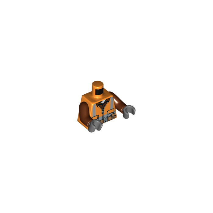 LEGO Minifig Torso with Orange Safety Vest over Brown Shirt (3814 / ...