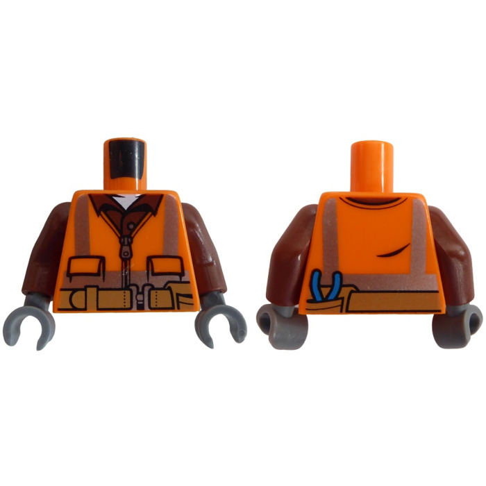 LEGO Orange Minifig Torso with Orange Safety Vest over Brown Shirt (973 ...