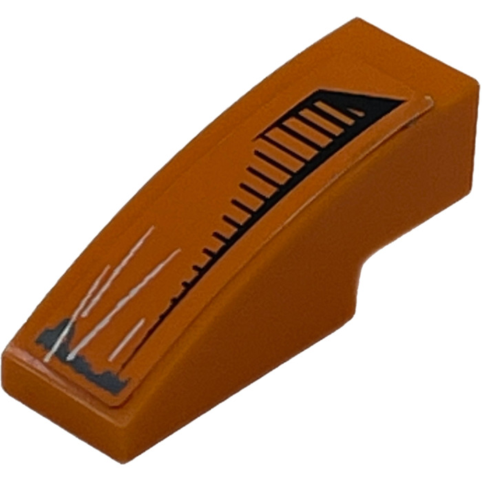 LEGO Orange Slope 1 x 3 Curved with Black Grille and Damage Left ...
