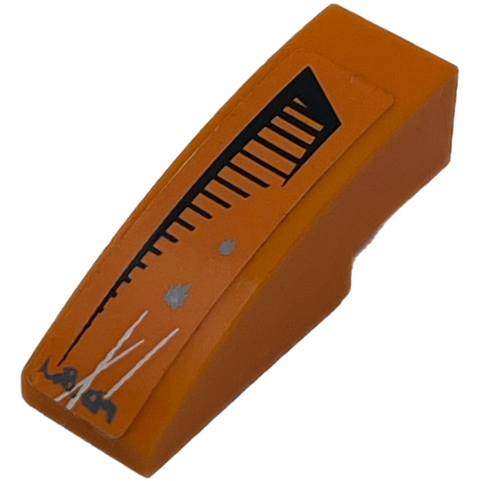 LEGO Orange Slope 1 x 3 Curved with Black Grille and Damage Right ...