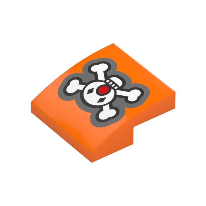 LEGO Orange Slope 2 x 2 Curved with Skull with Red Nose and Bones ...