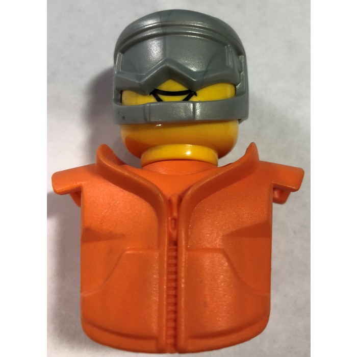 LEGO Orange Sports Torso with Head and Silver Helmet with Goggles ...