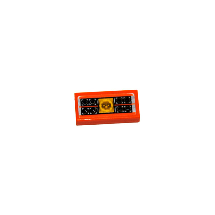 LEGO Orange Tile 1 x 2 with Yellow Fuzzy Face Sticker with Groove (3069 ...