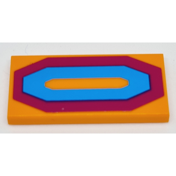 LEGO Orange Tile 2 x 4 with Octagonal Carpet Pattern Sticker (87079 ...