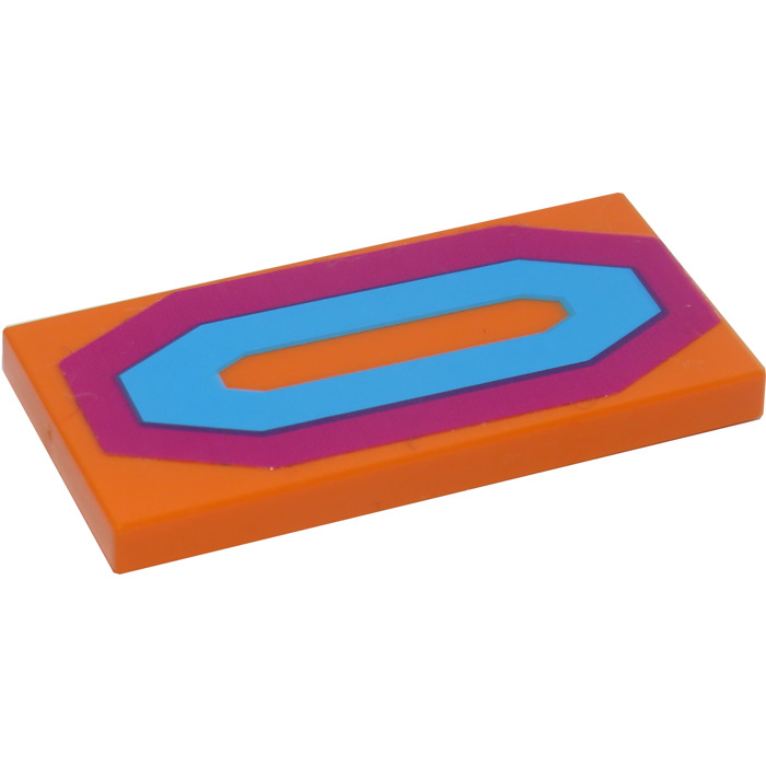 LEGO Orange Tile 2 x 4 with Octagonal Carpet Pattern Sticker (87079 ...