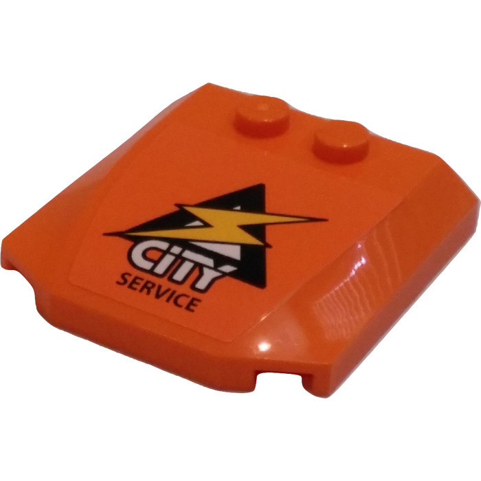 LEGO Orange Wedge 4 x 4 Curved with City Service Logo Sticker (45677 ...