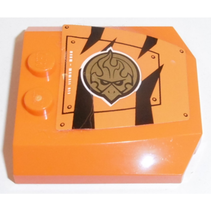 LEGO Orange Wedge 4 x 4 Curved with Hatch, Black Stripes and Gold Chima ...