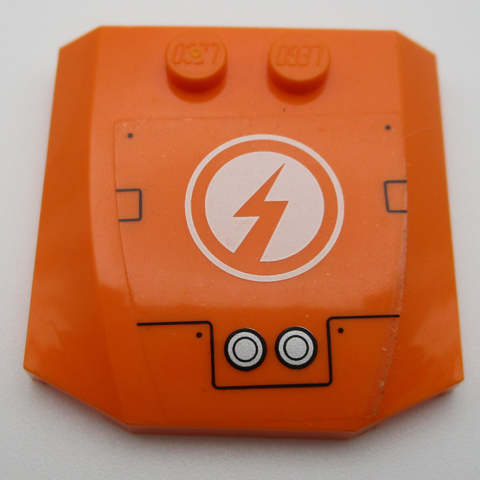 LEGO Wedge 4 x 4 Curved with Power Symbol and 2 Silver Circles Sticker ...