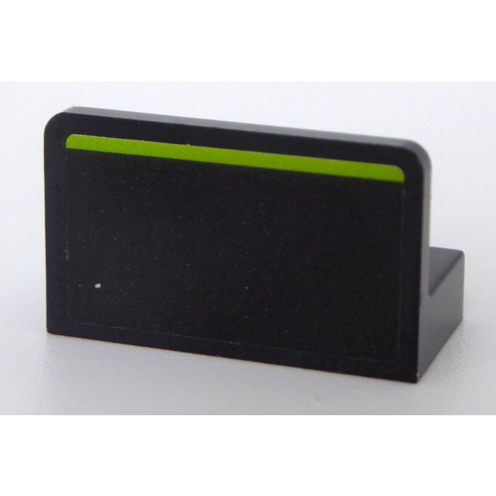 LEGO Panel 1 x 2 x 1 with Lime Line at the Top Sticker with Rounded ...