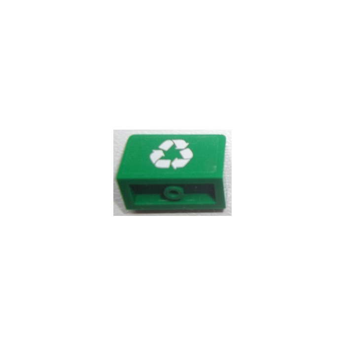 LEGO Panel 1 x 2 x 1 with Recycling Logo Sticker with Square Corners ...