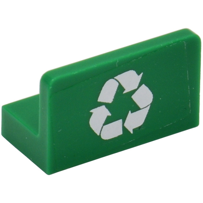 LEGO Panel 1 x 2 x 1 with Recycling Logo Sticker with Square Corners ...