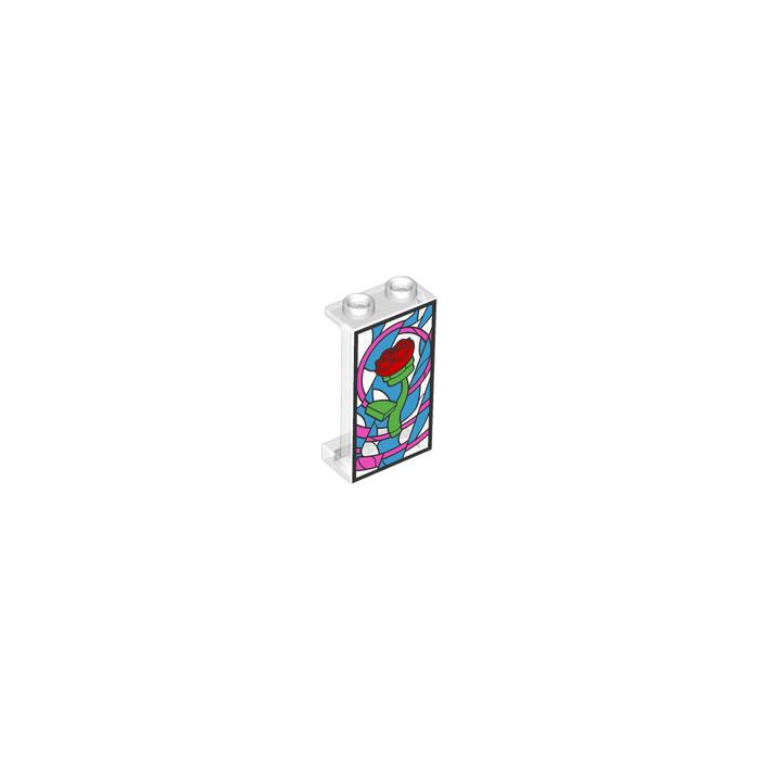 LEGO Panel 1 x 2 x 3 with Stained Glass Window with Enchanted Rose with ...