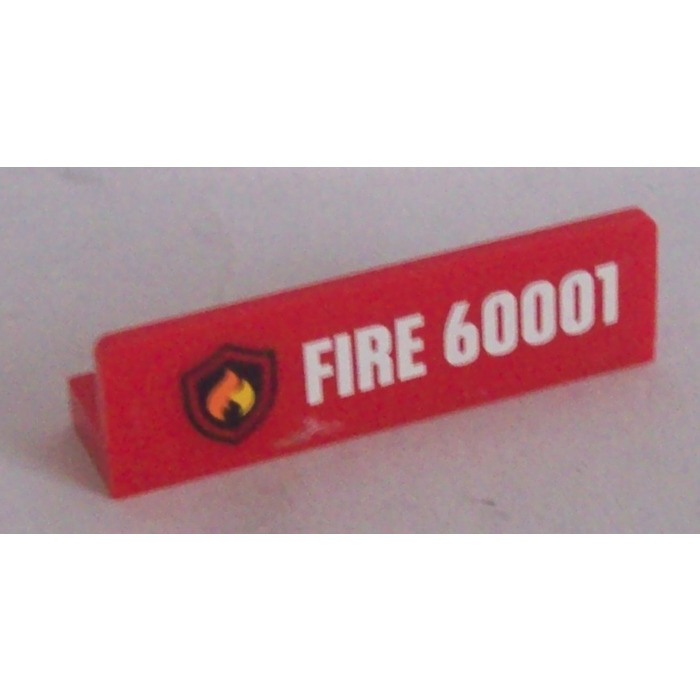 LEGO Panel 1 x 4 with Rounded Corners with Fire Logo and 'FIRE 60001 ...