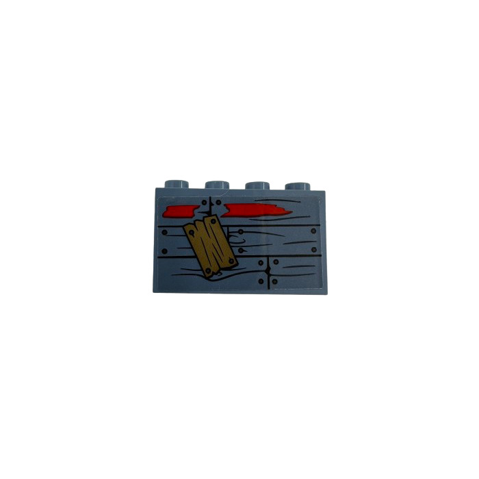 LEGO Panel 1 x 4 x 2 with Wooden Boards, Wood Grain, Nails, Red Paint ...
