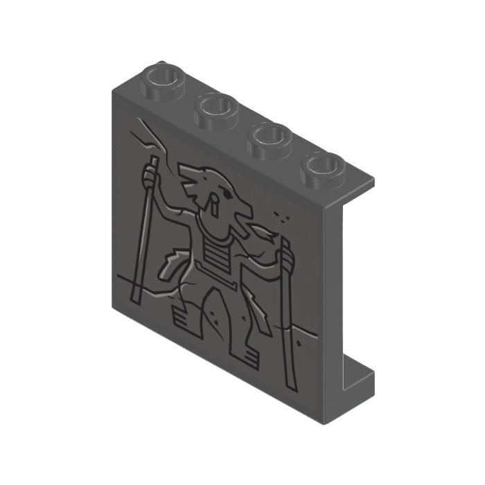LEGO Panel 1 x 4 x 3 with Egyptian Figure Sticker with Side Supports ...