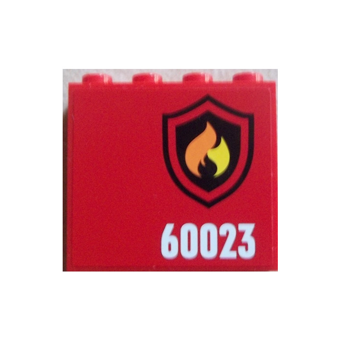 LEGO Panel 1 x 4 x 3 with fire logo and "60023" (right) Sticker with ...