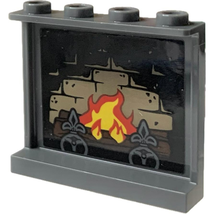 LEGO Panel 1 x 4 x 3 with Fireplace Sticker with Side Supports (35323 ...