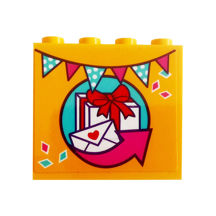 LEGO Panel 1 x 4 x 3 with Flags, Present, Envelope, Arrow Sticker with ...