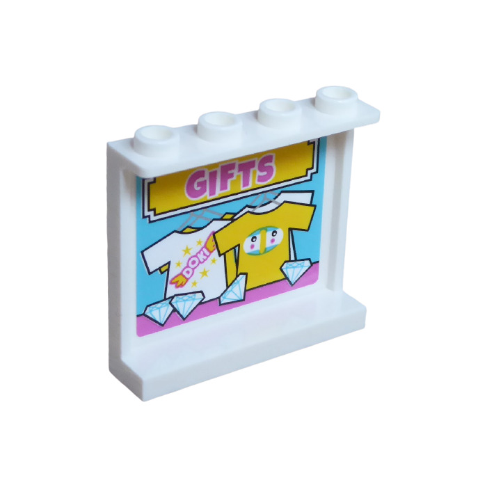 LEGO Panel 1 x 4 x 3 with 'GIFTS', T-shirts on Hangers and Diamonds ...
