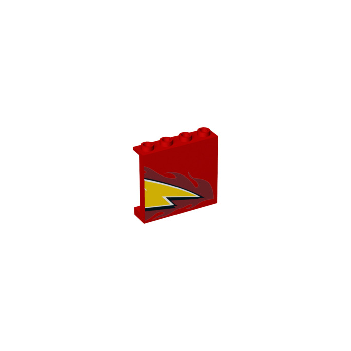 LEGO Panel 1 x 4 x 3 with Lightning McQueen yellow flash end with Side ...