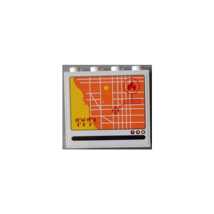LEGO Panel 1 x 4 x 3 with Map 60004 Sticker with Side Supports (60581 ...