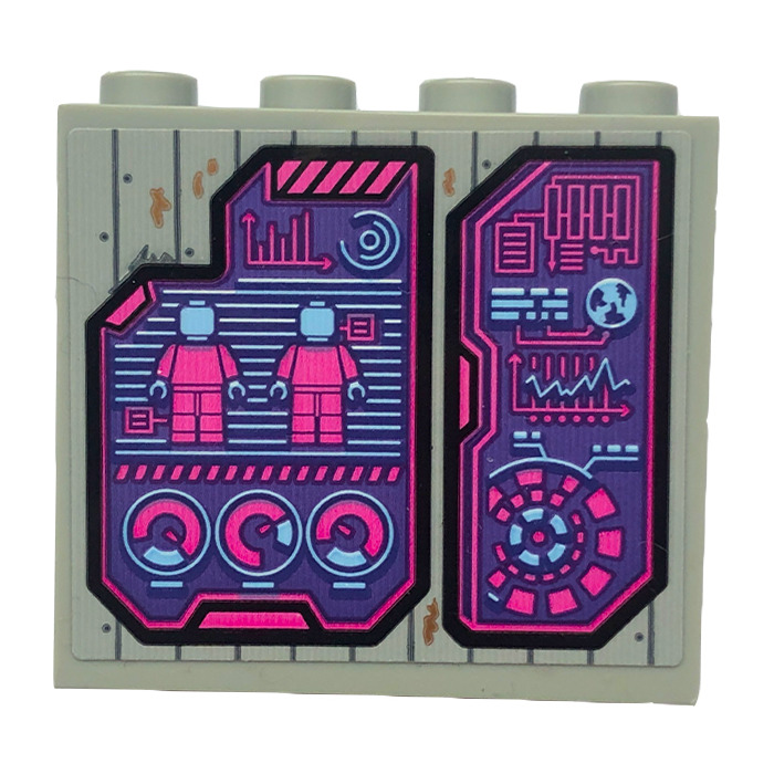 LEGO Panel 1 x 4 x 3 with monitor screen with minifigures Sticker with ...