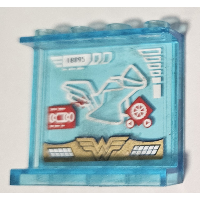 LEGO Panel 1 x 4 x 3 with Motorcycle and Wonder Woman Logo Sticker with ...