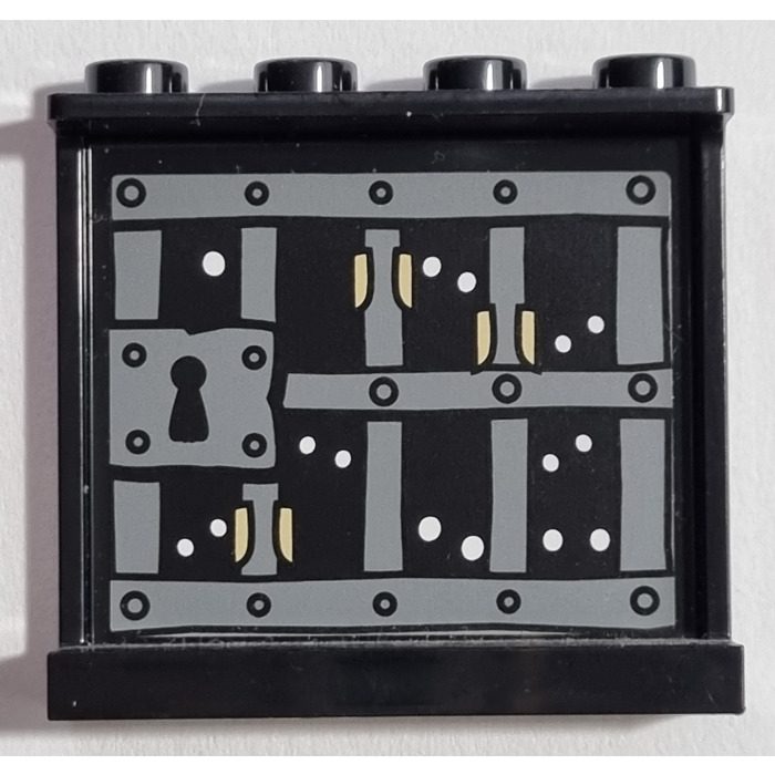 LEGO Panel 1 x 4 x 3 with Prison Bars Sticker with Side Supports (60581 ...