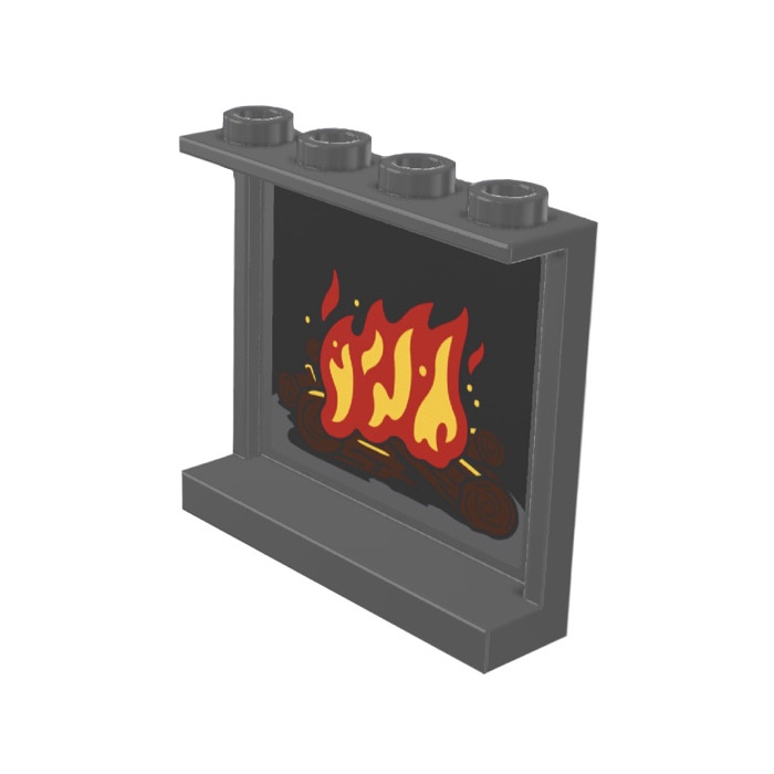LEGO Panel 1 x 4 x 3 with Sledge Diagram (Front) and Log Fire (Back ...
