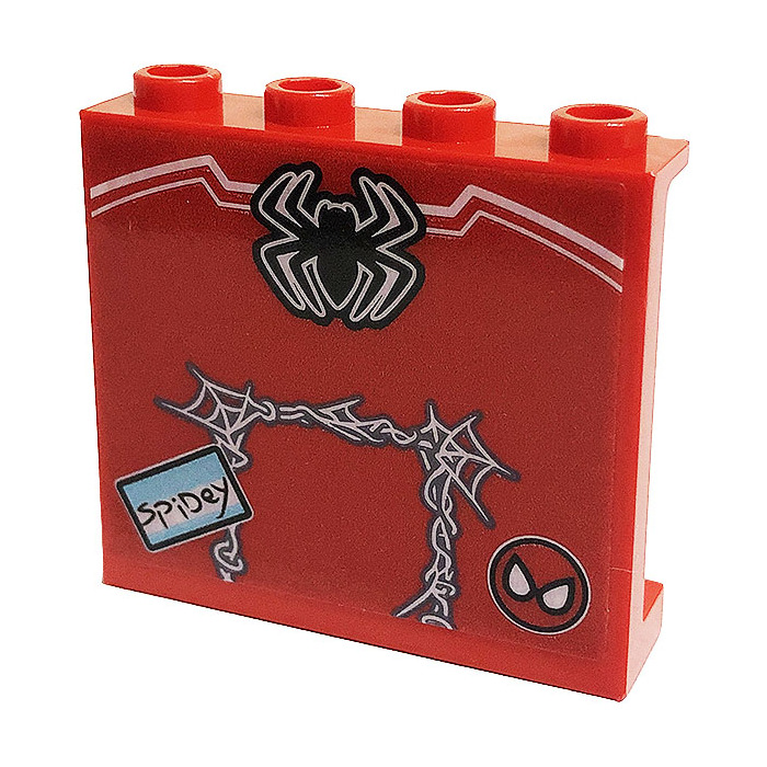 LEGO Panel 1 x 4 x 3 with Spiderman Logo, Mask, 'Spidey', Spider Web ...