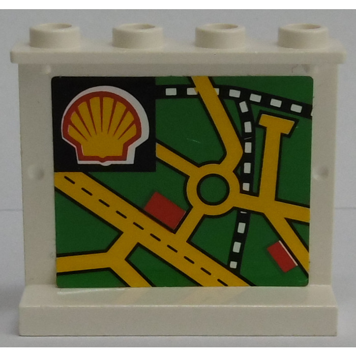 LEGO Panel 1 x 4 x 3 with Street Map and Shell Logo Sticker without ...