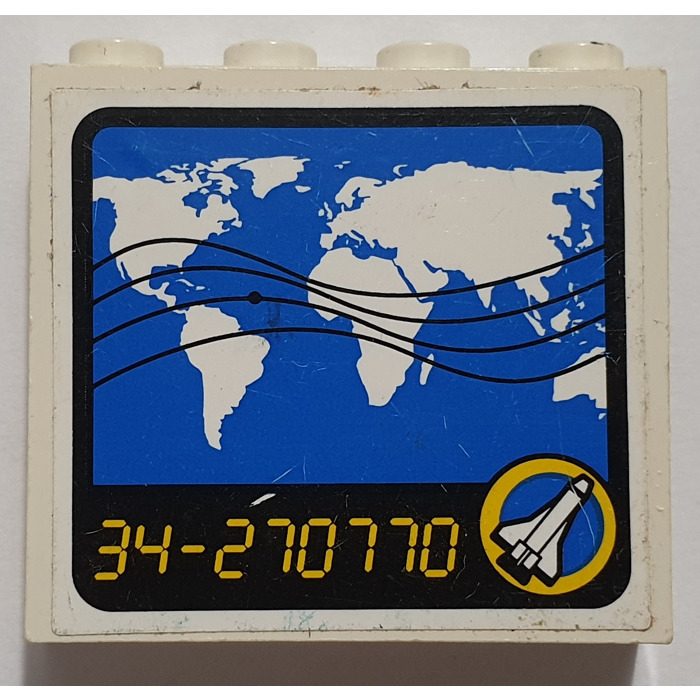 LEGO Panel 1 x 4 x 3 with World Map Sticker without Side Supports ...