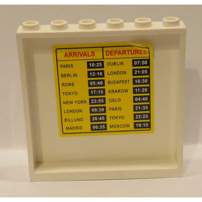 LEGO Panel 1 x 6 x 5 with Arrivals / Departures Schedule Sticker (59349 ...