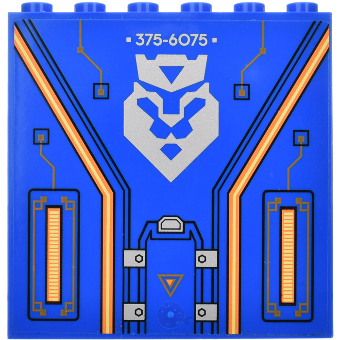 LEGO Panel 1 x 6 x 5 with Conduits and "375 - 6075" Number Sticker ...