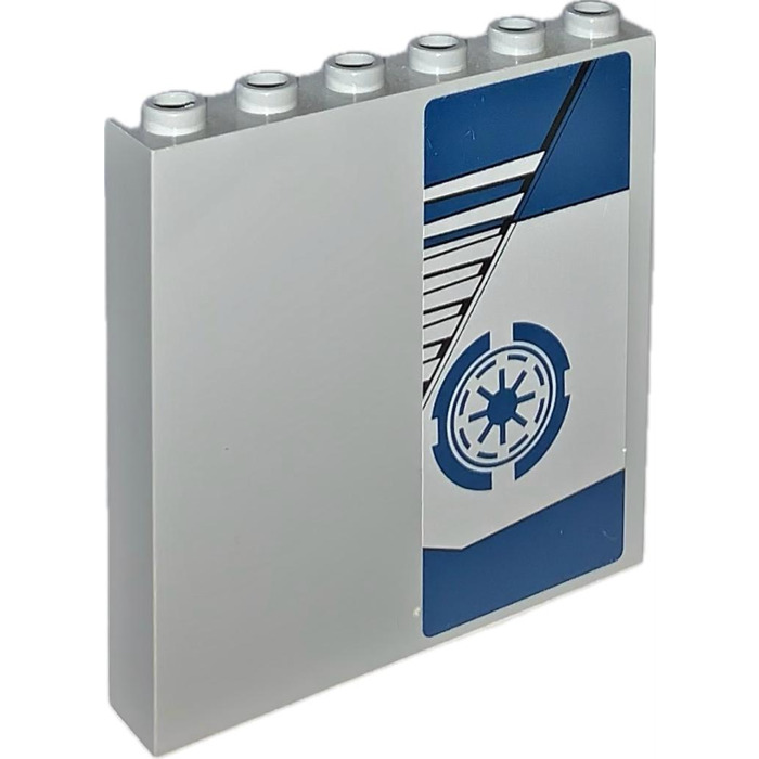 LEGO Panel 1 x 6 x 5 with Dark blue Republic Logo on right side Sticker ...