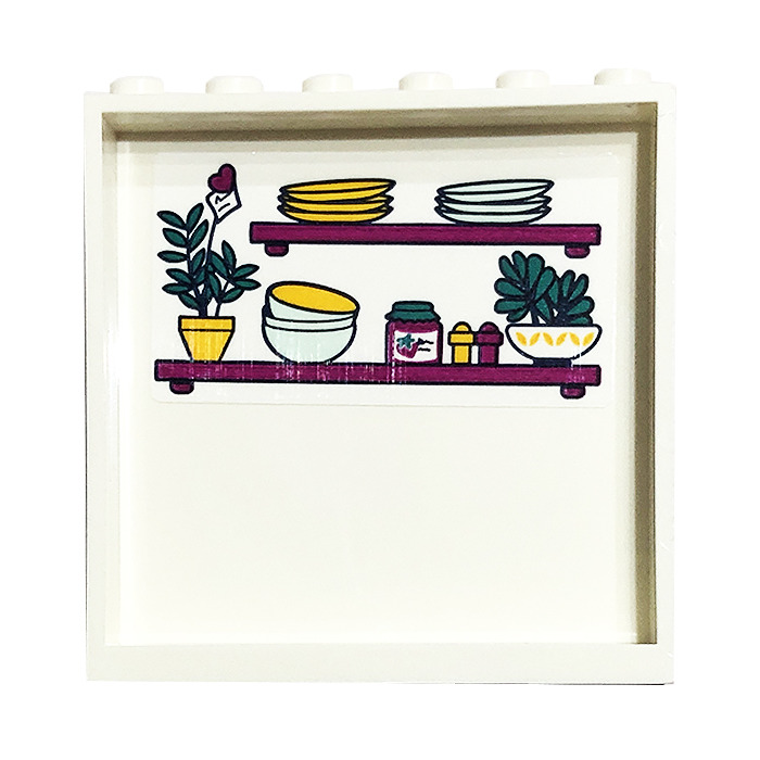 LEGO Panel 1 x 6 x 5 with Flowers, Shelfs, Plates Sticker (59349 ...