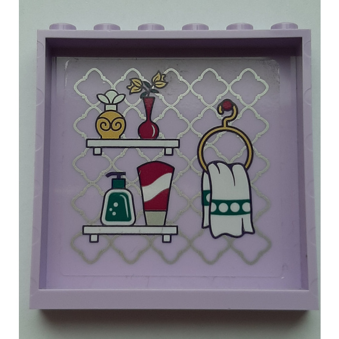 LEGO Panel 1 x 6 x 5 with Hanging Towel, Shelf with Flower/Perfume and ...
