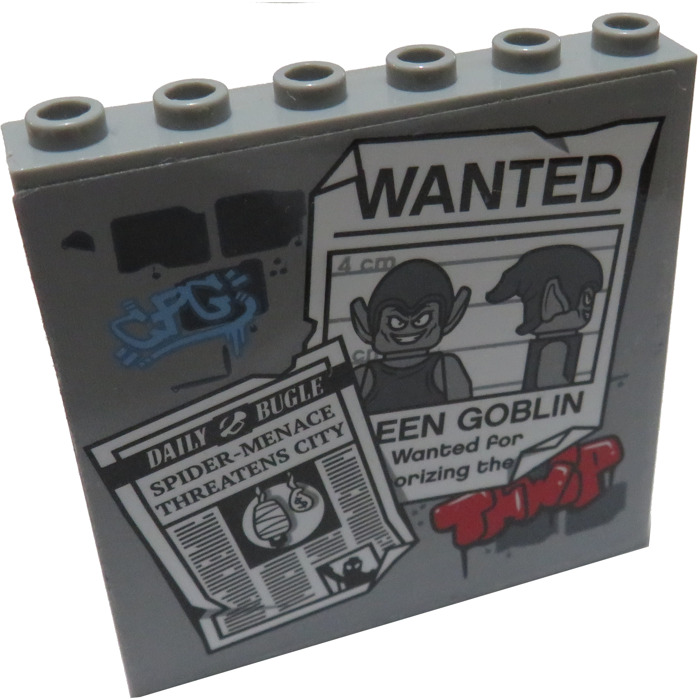 LEGO Panel 1 x 6 x 5 with 'Wanted Green Goblin' Sticker (59349) | Brick ...