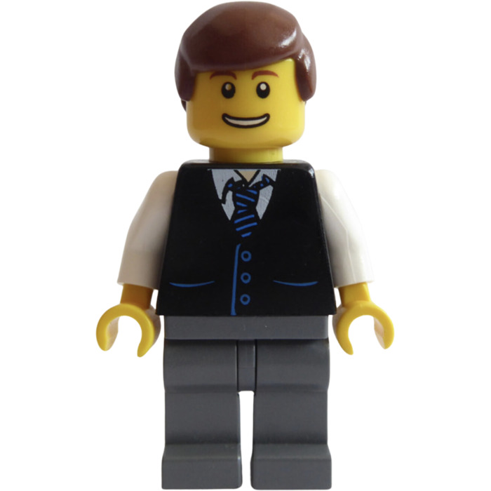LEGO Passenger / Businessman with Black Vest, Striped Tie Minifigure ...