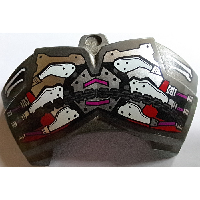 LEGO Pearl Dark Gray Chest Armor with 6 White Bones, Magenta Wires ...