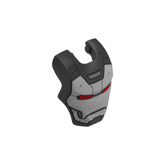 LEGO Pearl Dark Gray Iron Man Visor with War Machine Gray Face and Red ...
