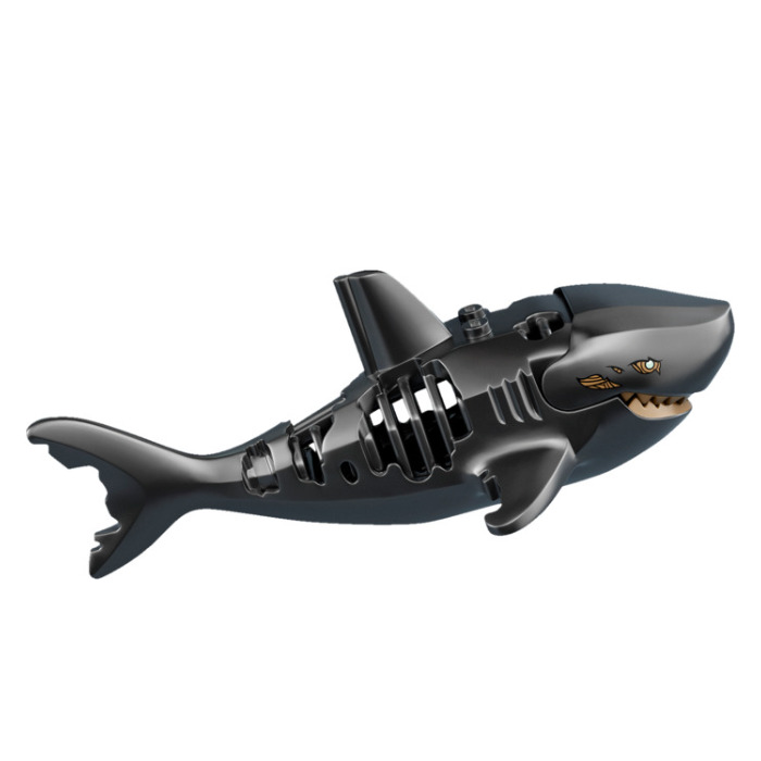 LEGO Pearl Dark Gray Shark with Bones and Gills with Ghost Pattern ...