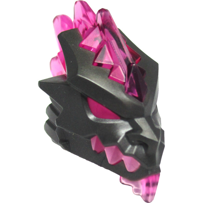 LEGO Pearl Dark Gray Vengestone Helmet Head with Transparent Dark Pink ...